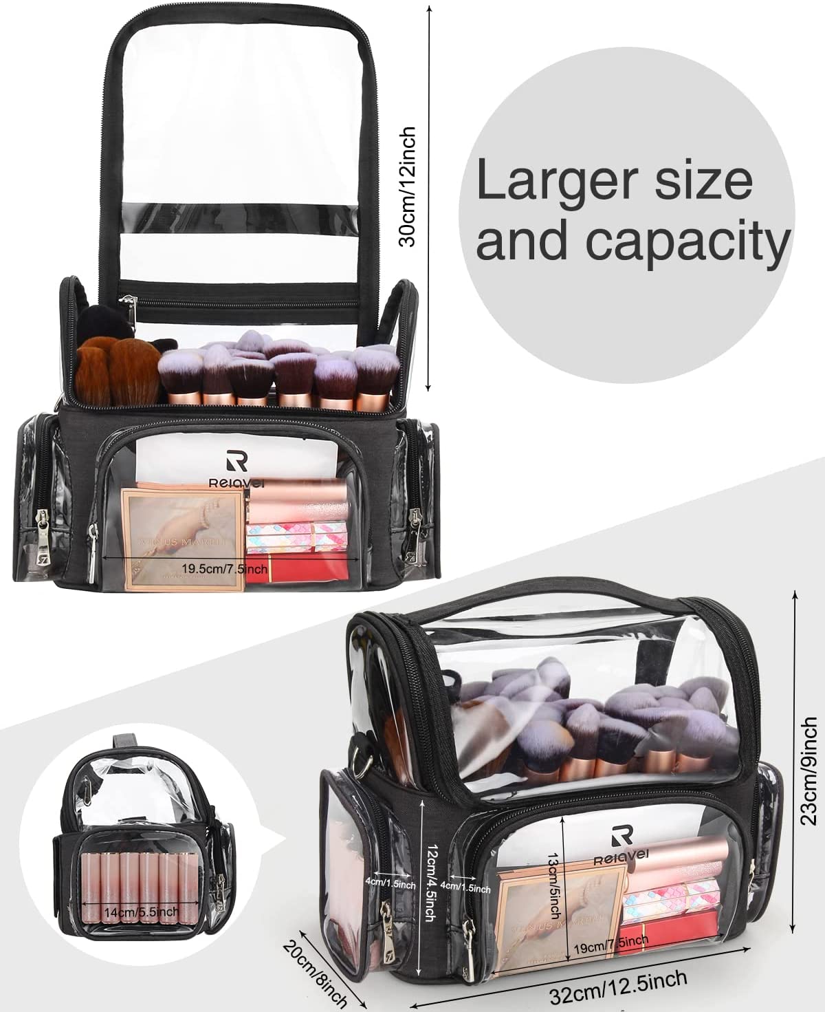 Rolling Extra Large 3-Layer Makeup Train Case With 4 360° Spinner Whee ...