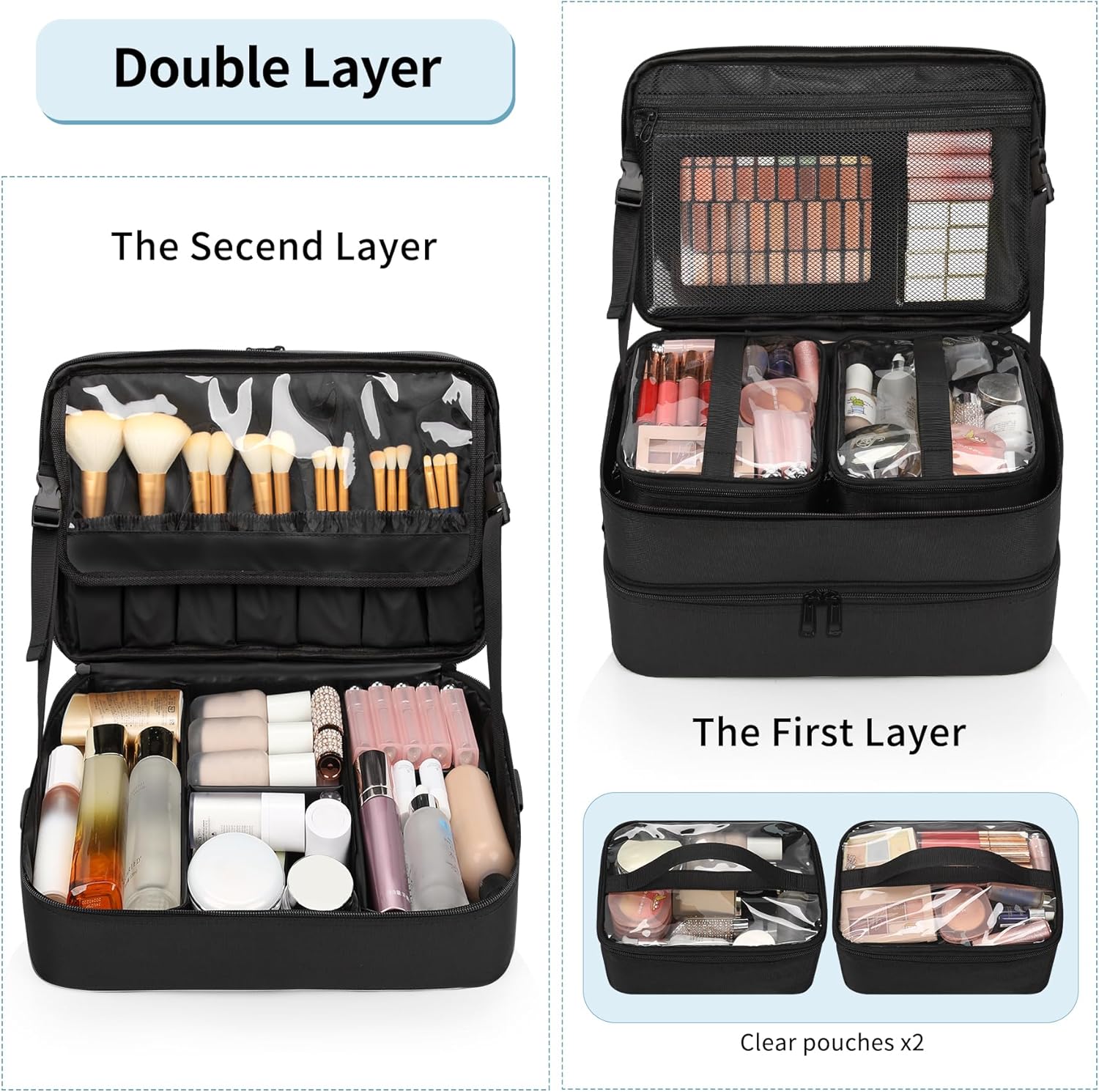 Professional Double Layer Large Travel Makeup Case – Relavelbag